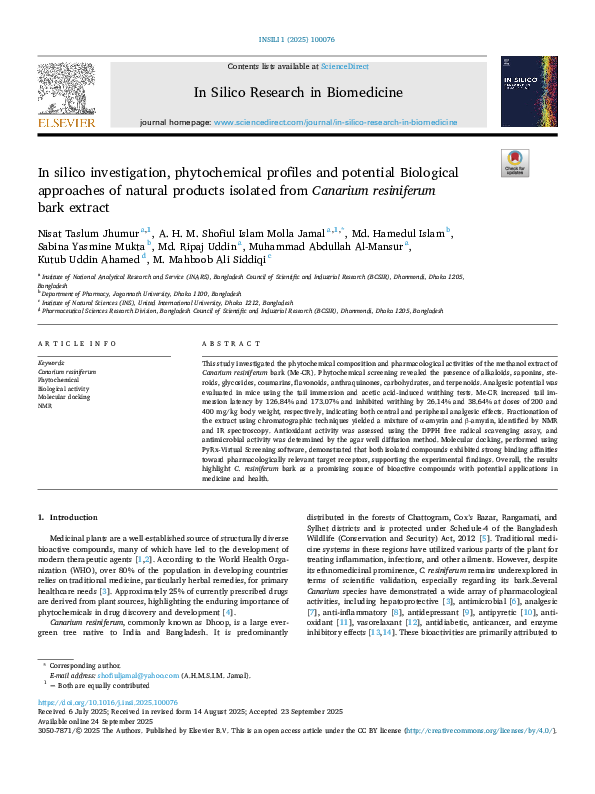 (PDF) In silico investigation, phytochemical profiles and potential ...