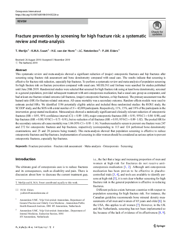 (PDF) Fracture prevention by screening for high fracture risk: a ...