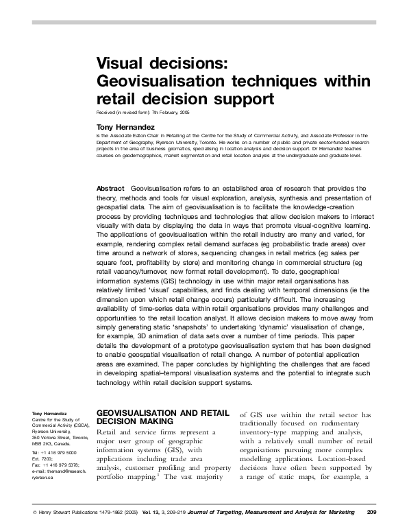 (PDF) Visual decisions: Geovisualisation techniques within retail ...
