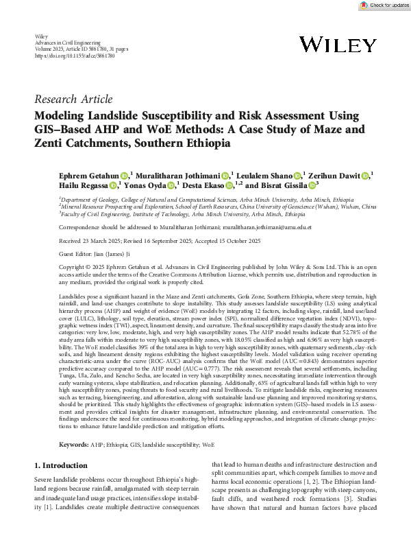 (PDF) Modeling Landslide Susceptibility and Risk Assessment Using GIS ...