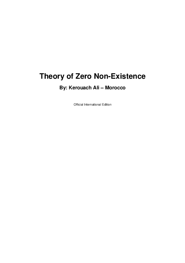 (PDF) Theory of Zero Non-Existence