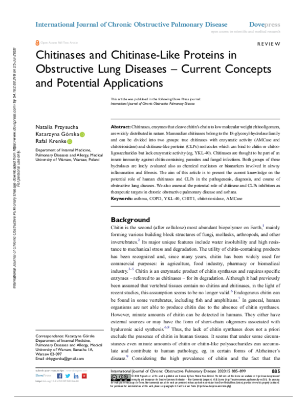 (PDF) Chitinases and Chitinase-Like Proteins in Obstructive Lung ...