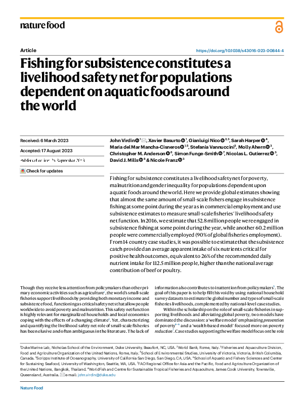 (PDF) Fishing for subsistence constitutes a livelihood safety net for ...
