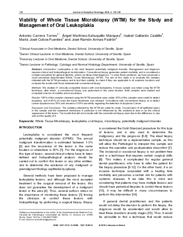 (PDF) Viability of Whole Tissue Microbiopsy (WTM) for the Study and ...