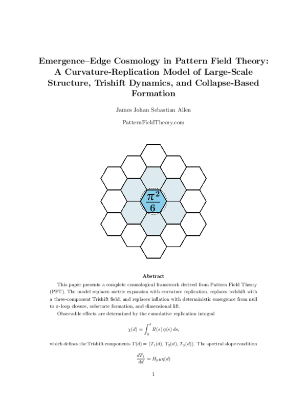 (PDF) Emergence-Edge Cosmology in Pattern Field Theory: A Curvature ...