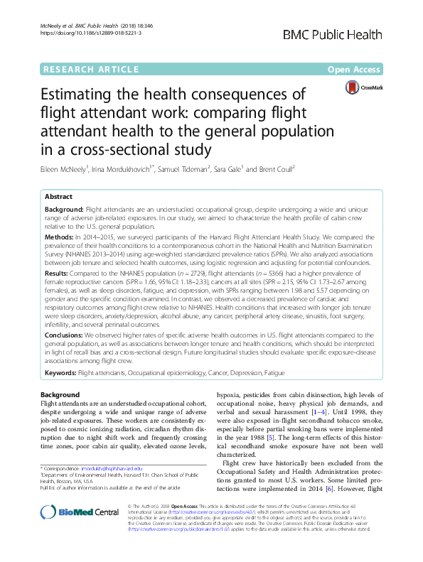 (PDF) Estimating the health consequences of flight attendant work ...