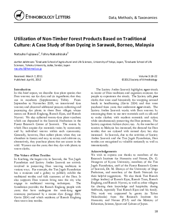 (PDF) Utilization of Non-Timber Forest Products Based on Traditional ...