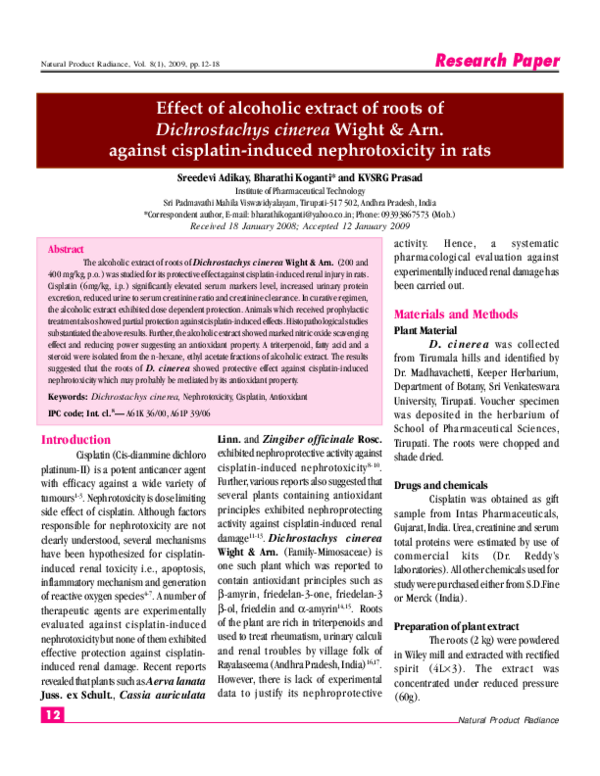 (PDF) Effect of alcoholic extract of roots of Dichrostachys cinerea ...