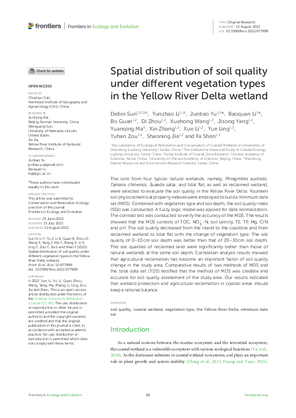 (PDF) Spatial distribution of soil quality under different vegetation types in the Yellow River ...