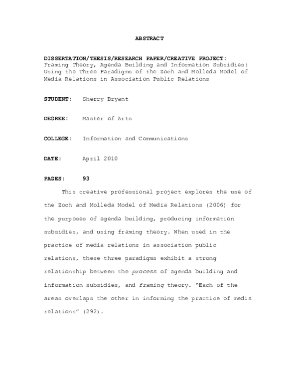(PDF) Framing theory, agenda building, and information subsidies ...