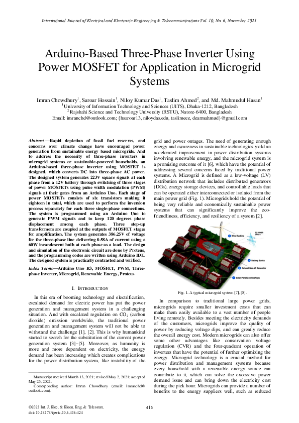 (PDF) Arduino-Based Three-Phase Inverter Using Power MOSFET for ...