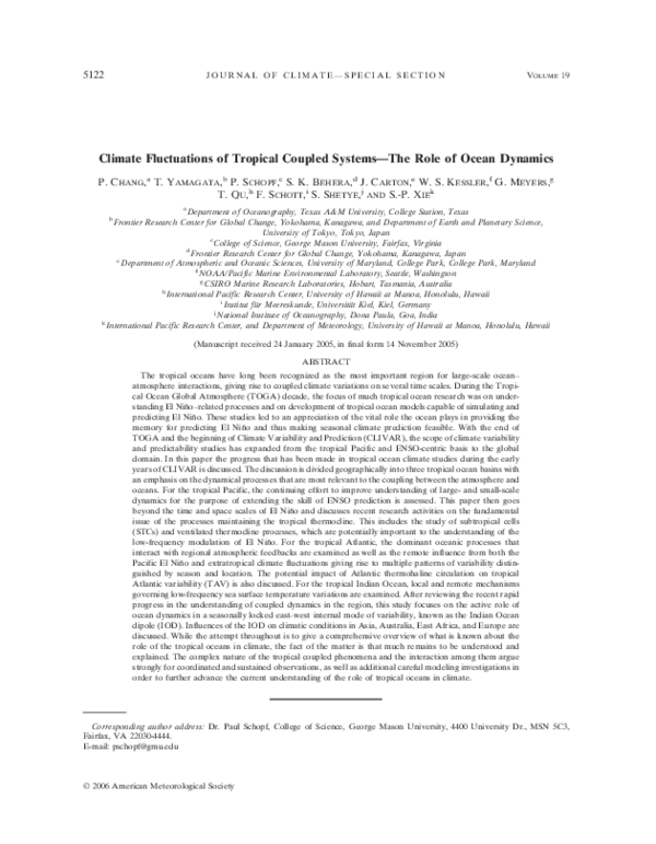 (PDF) Climate Fluctuations of Tropical Coupled Systems—The Role of Ocean Dynamics