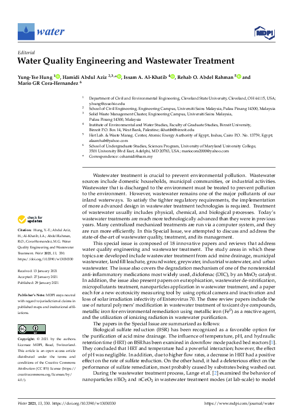 (PDF) Water Quality Engineering and Wastewater Treatment