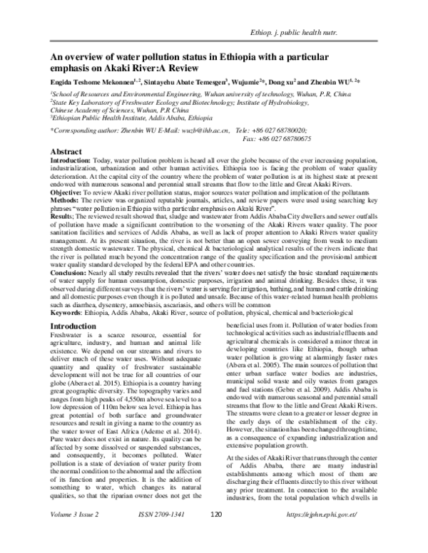 (PDF) An overview of water pollution status in Ethiopia with a ...