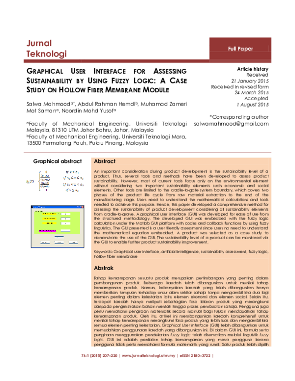 (PDF) Graphical User Interface for Assessing Sustainability by Using ...