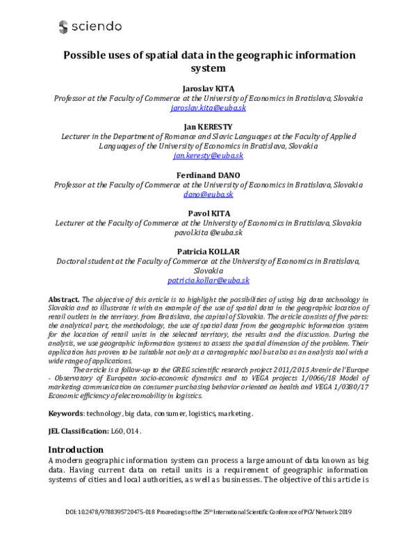 (PDF) Possible uses of spatial data in the geographic information system