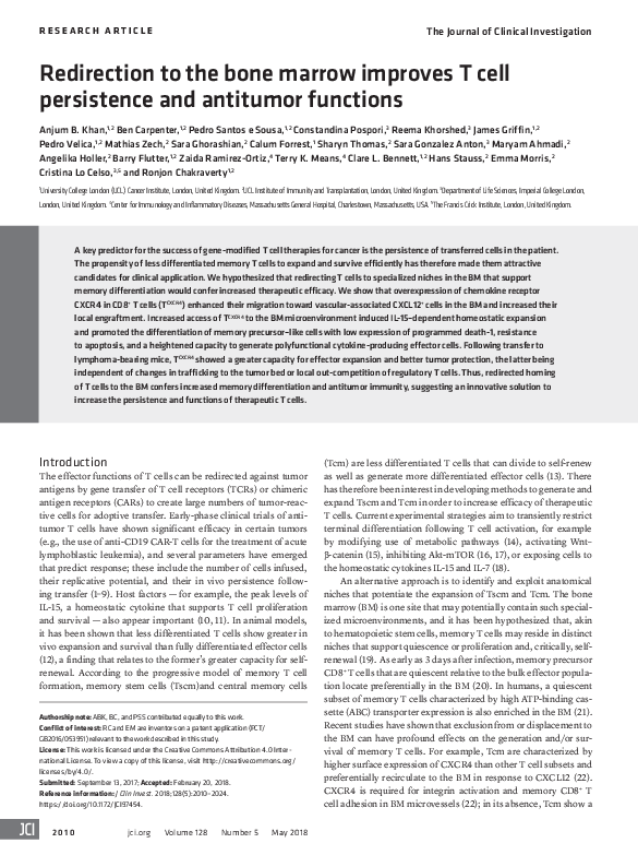 (PDF) Redirection to the bone marrow improves T cell persistence and ...