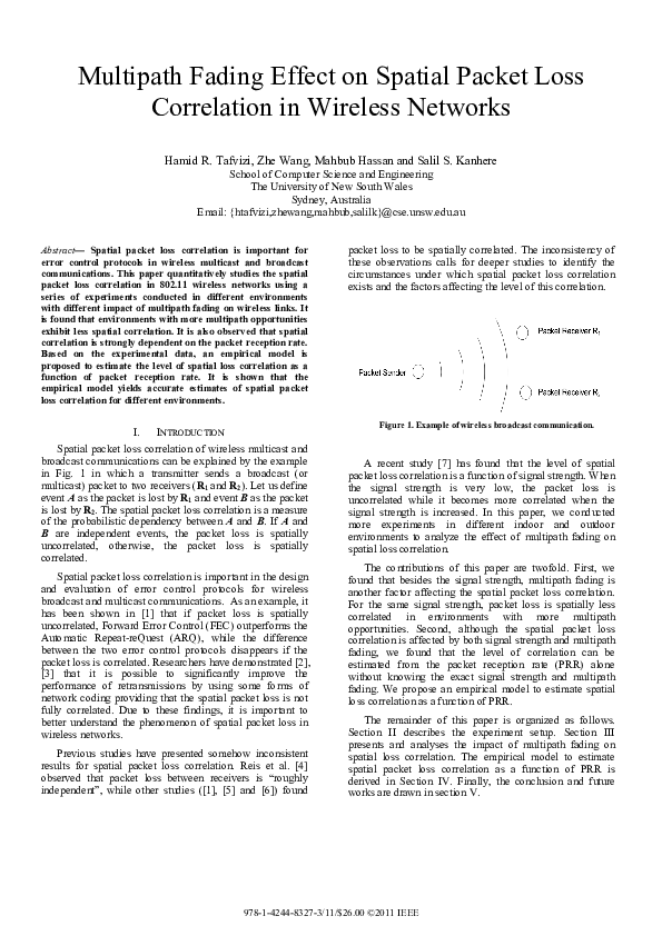 (PDF) Multipath Fading Effect on Spatial Packet Loss Correlation in ...