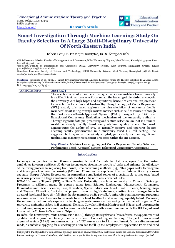 (PDF) Smart Investigation Through Machine Learning: Study On Faculty ...
