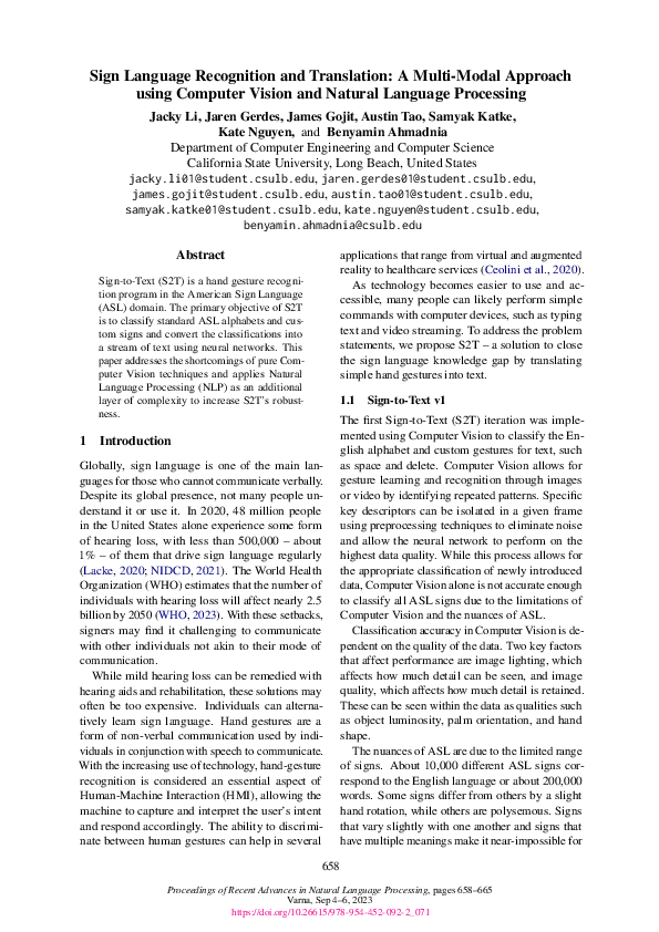 (PDF) Sign Language Recognition and Translation: A Multi-Modal Approach ...