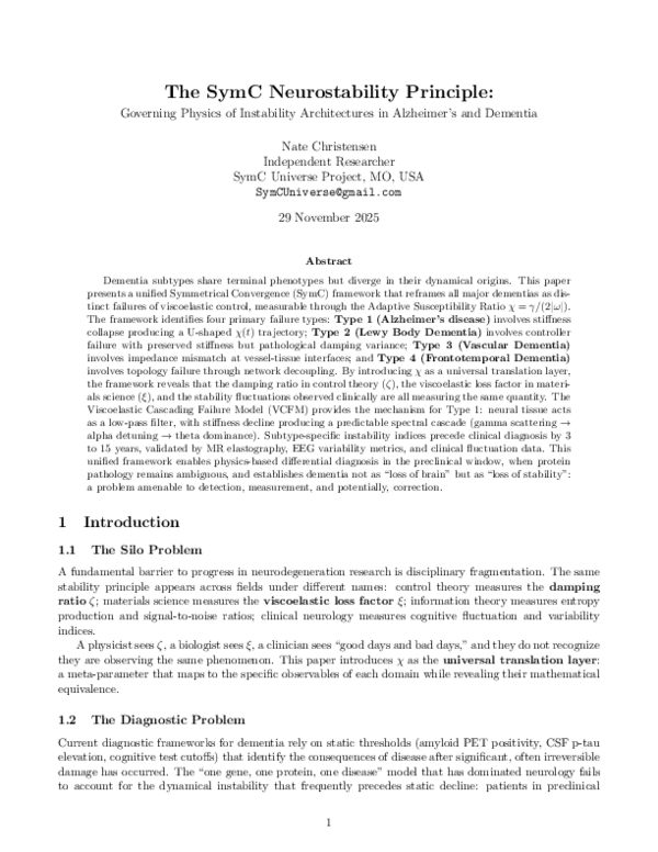 (PDF) The SymC Neurostability Principle: Governing Physics of ...