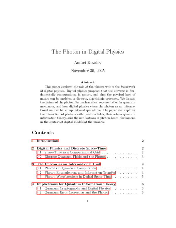 (PDF) The Photon in Digital Physics
