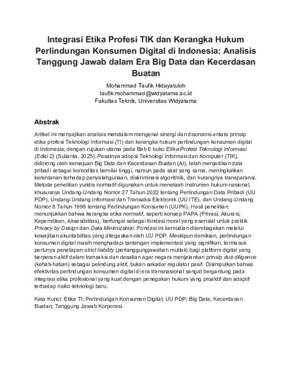 (PDF) Integrasi Etika Profesi TIK dan Kerangka Hukum Perlindungan Konsumen Digital di Indonesia ...