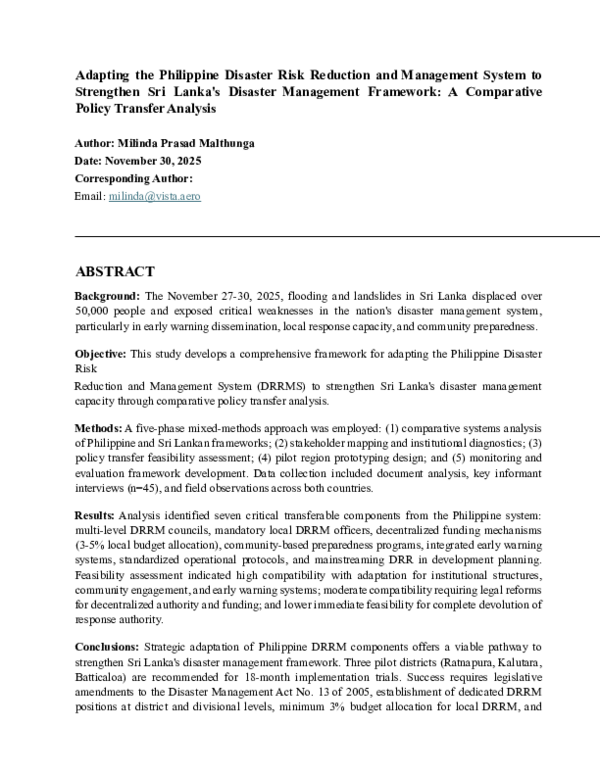 (PDF) Adapting the Philippine Disaster Risk Reduction and Management ...