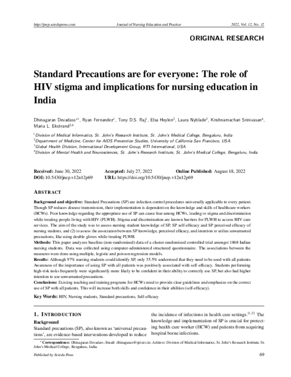 (PDF) Standard Precautions are for everyone: The role of HIV stigma and ...