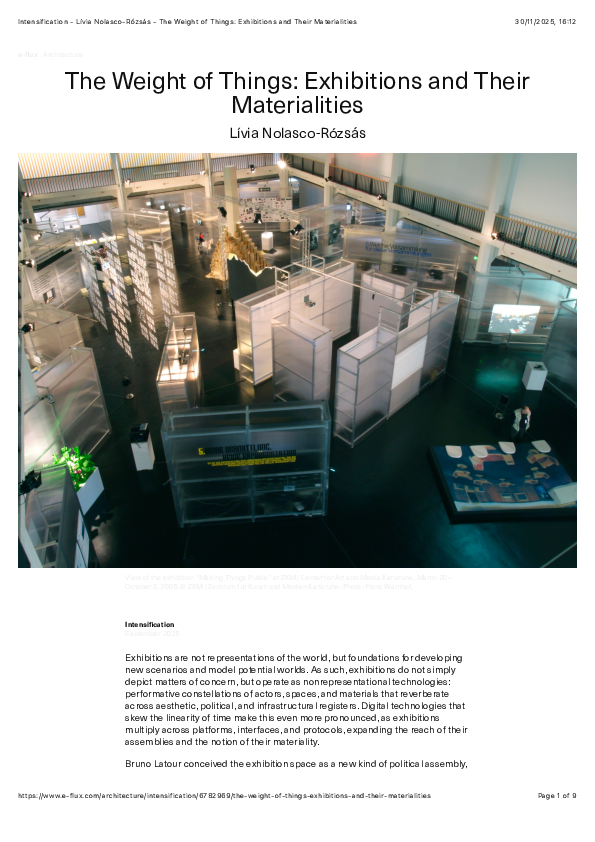 (PDF) The Weight of Things: Exhibitions and Their Materialities