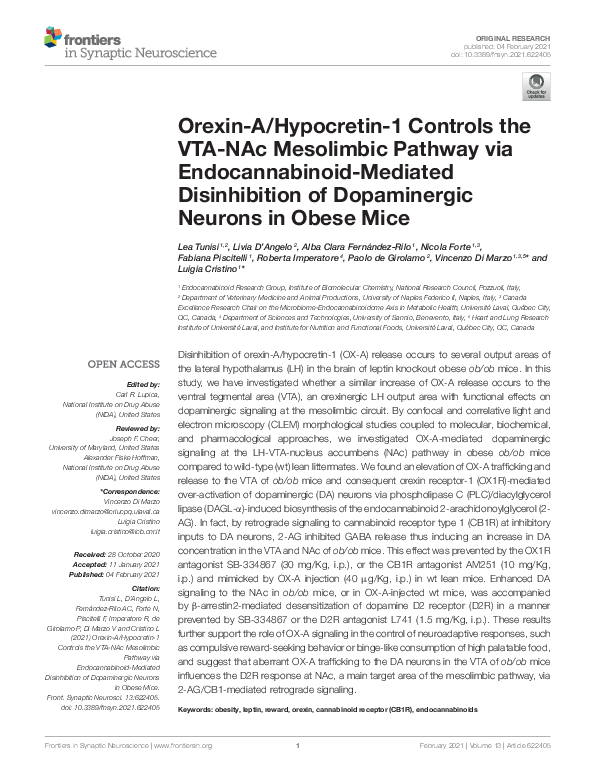 (PDF) Orexin-A/Hypocretin-1 Controls the VTA-NAc Mesolimbic Pathway via ...
