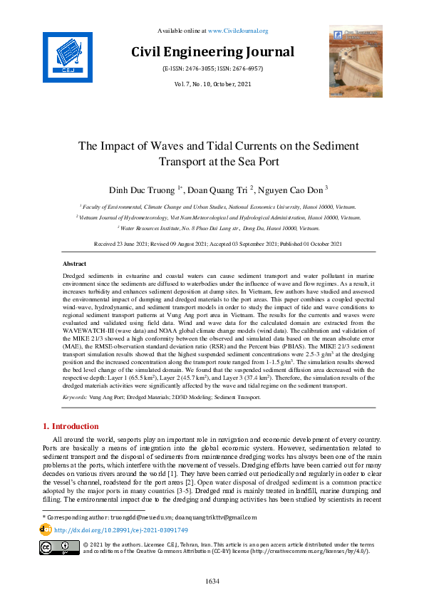 (PDF) The Impact of Waves and Tidal Currents on the Sediment Transport ...