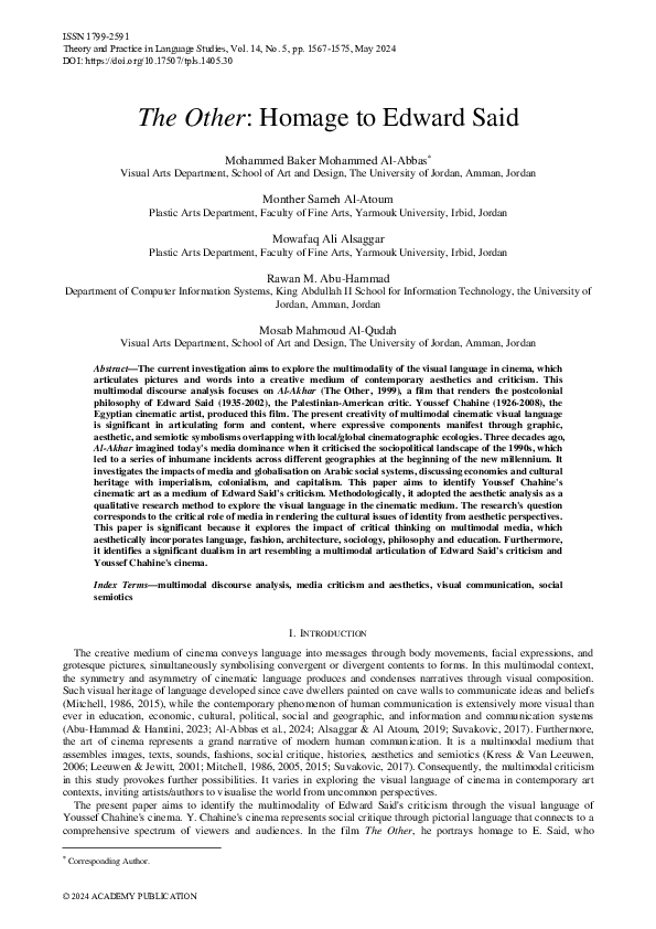(PDF) The Other: Homage to Edward Said