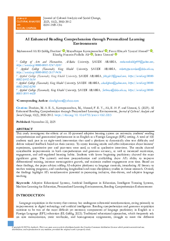 (PDF) AI Enhanced Reading Comprehension through Personalized Learning ...