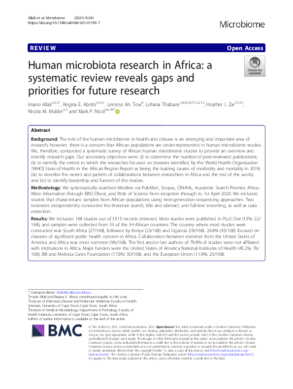 (PDF) Human microbiota research in Africa: a systematic review reveals ...
