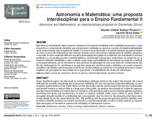 (PDF) Astronomia e Matemática: uma proposta interdisciplinar para o ...