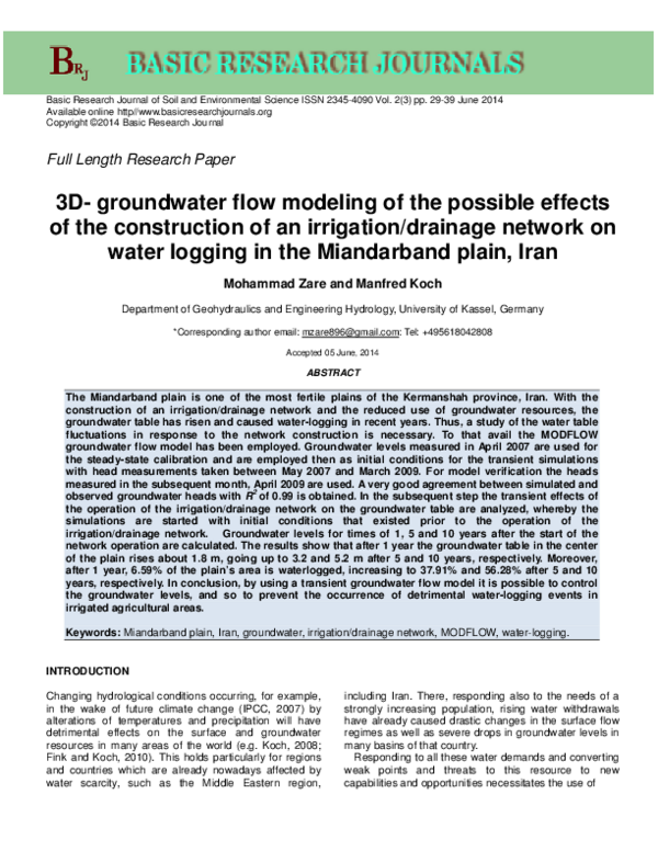 (PDF) 3D-groundwater flow modeling of the possible effects of the ...