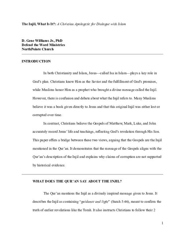 (PDF) The Injil, What Is It? (Popular-Level)
