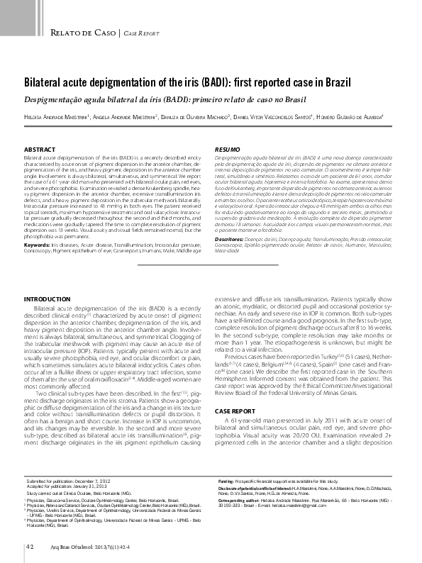 (PDF) Bilateral acute depigmentation of the iris (BADI): first reported ...