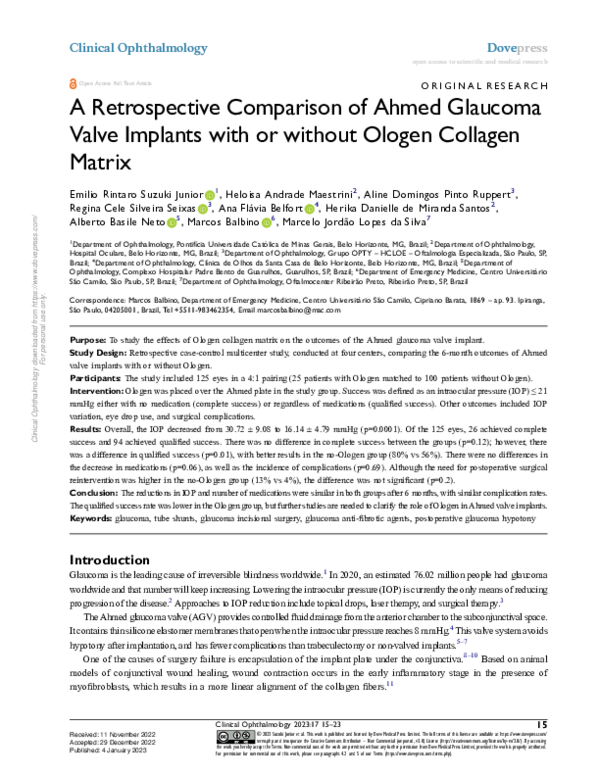(PDF) A Retrospective Comparison of Ahmed Glaucoma Valve Implants with ...