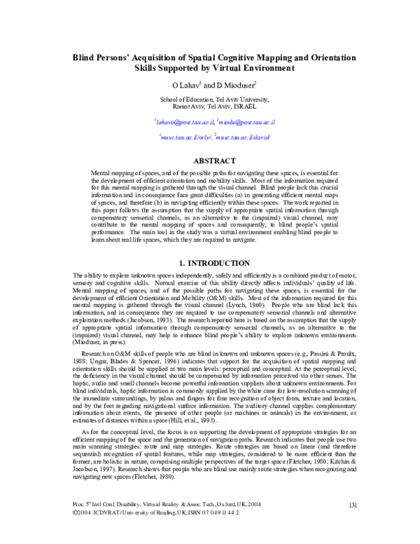 (PDF) Blind persons' acquisition of spatial cognitive mapping and ...