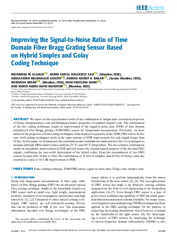 (PDF) Improving the Signal-to-Noise Ratio of Time Domain Fiber Bragg ...