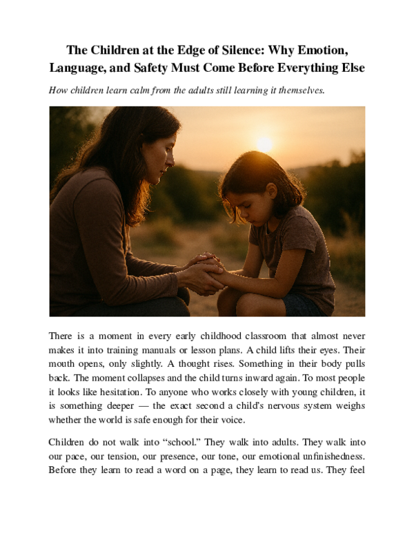 (PDF) The Children at the Edge of Silence: Why Emotion, Language, and ...