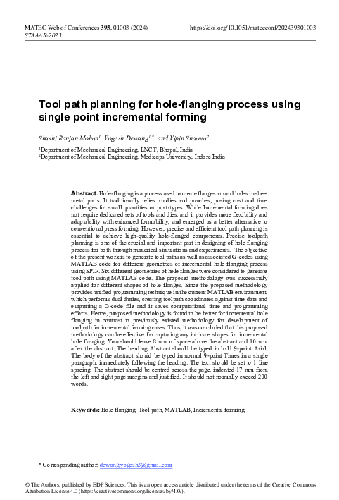 (PDF) Tool path planning for hole-flanging process using single point ...