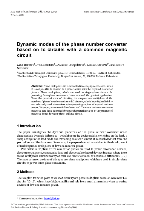 (PDF) Dynamic modes of the phase number converter based on lc circuits ...