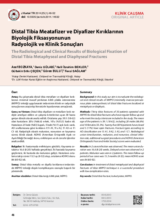 (PDF) The Radiological and Clinical Results of Biological Fixation of ...