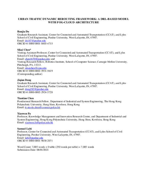 (PDF) Urban traffic dynamic rerouting framework: A DRL-based model with ...