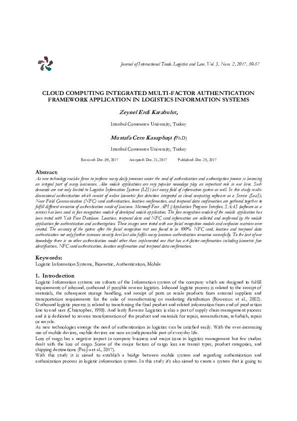 (PDF) Cloud Computing Integrated Multi-Factor Authentication Framework Application in Logistics ...