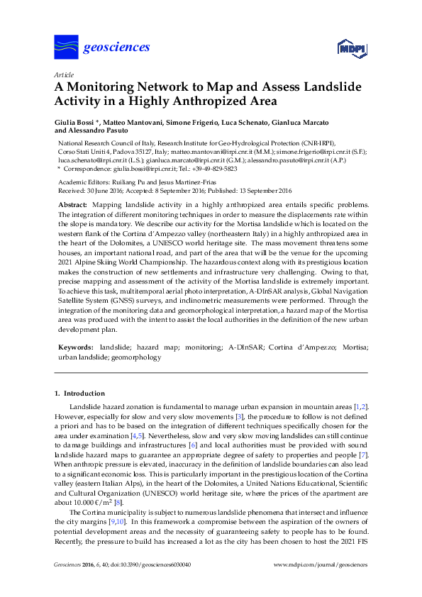 (PDF) A Monitoring Network to Map and Assess Landslide Activity in a ...