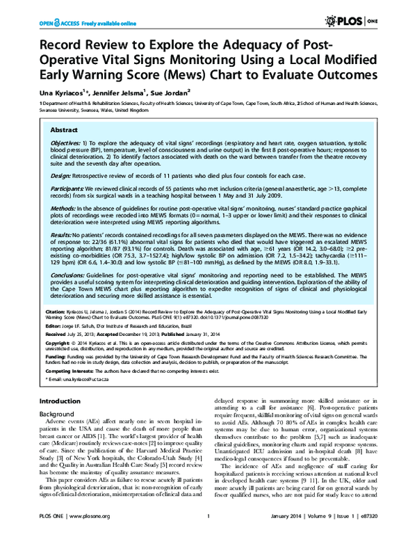 (PDF) Record Review to Explore the Adequacy of Post-Operative Vital ...